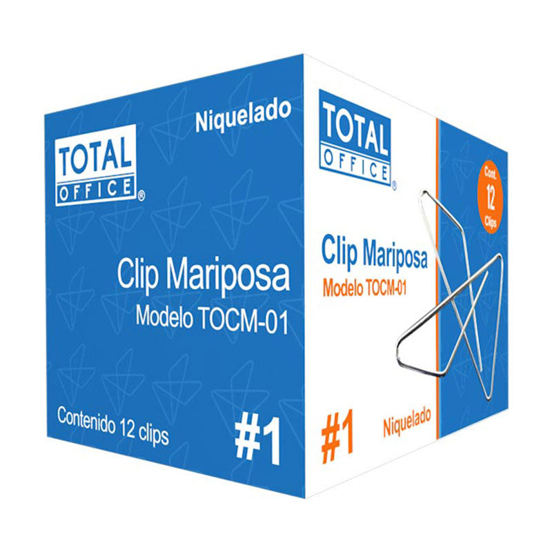 Clip #1 Mariposa C/12 piezas Total Office | OPTIVOSA MAYOREO – Optivosa