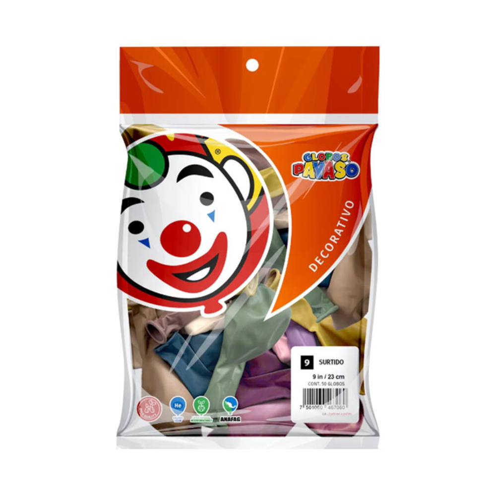Globo Vintage Surtido N°9 50 piezas Payaso – Optivosa